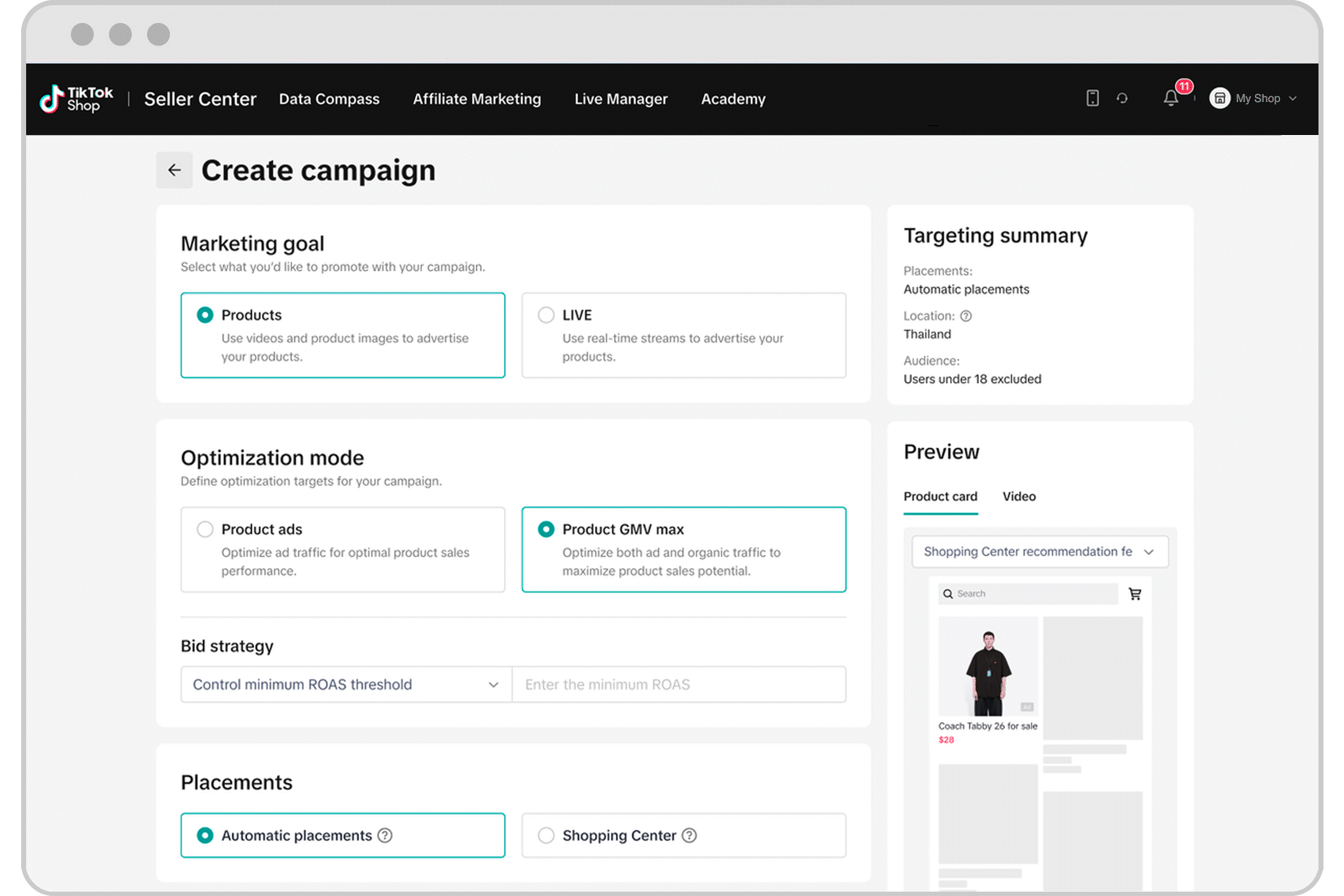 How to create a Product GMV Max campaign in Seller Center