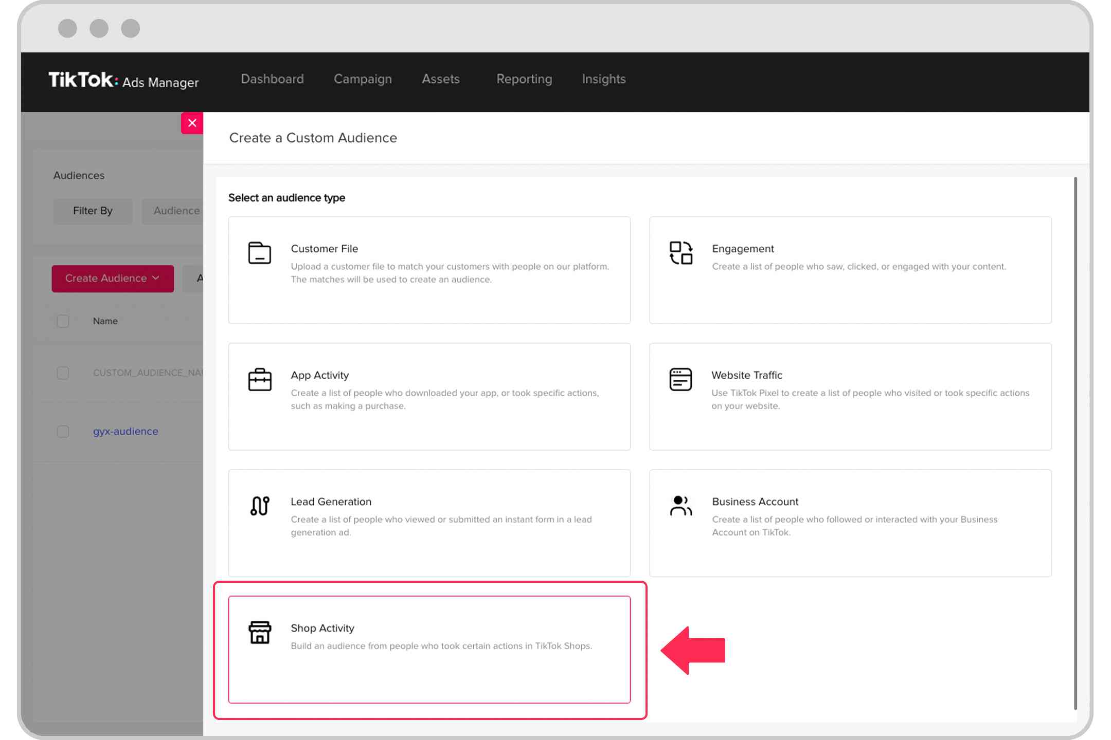 Shop Activity Audience | TikTok Ads Manager